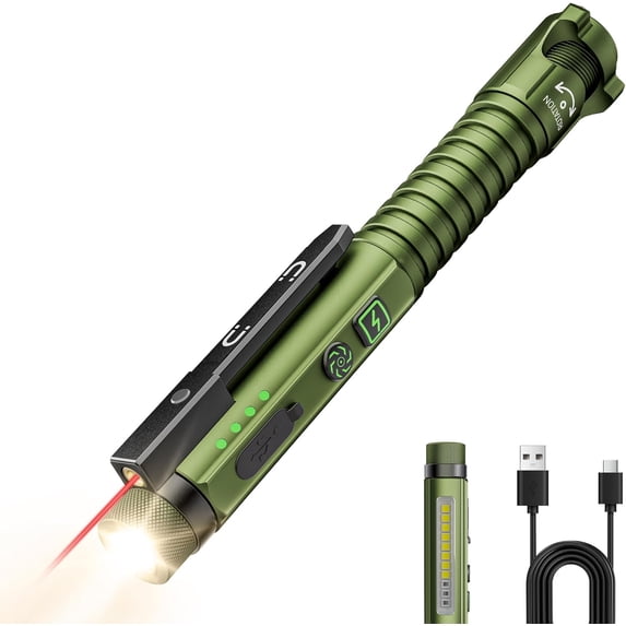 EDC Flashlight Rechargeable,800 Lumen Small with Magnetic Clip & Base ...