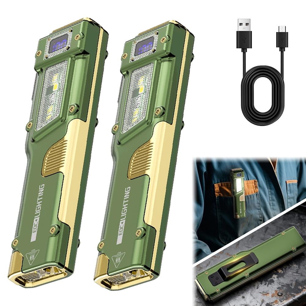 EDC Flat Rechargeable Flashlight Dual Switches LED Pocket Torch with ...