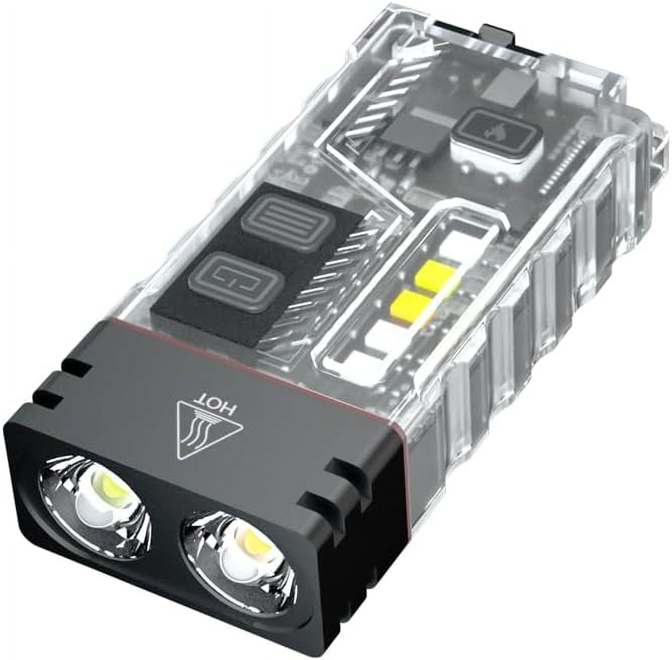 EDC Small Powerful Flashlight with arc Lighter and Alarm Magnet Clip on ...