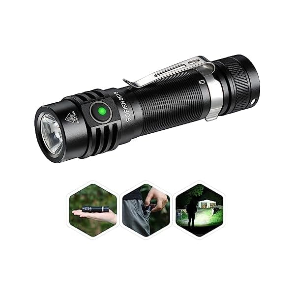 EDC Small Rechargeable Flashlight, Sofirn SC18 1800 High Lumen ...