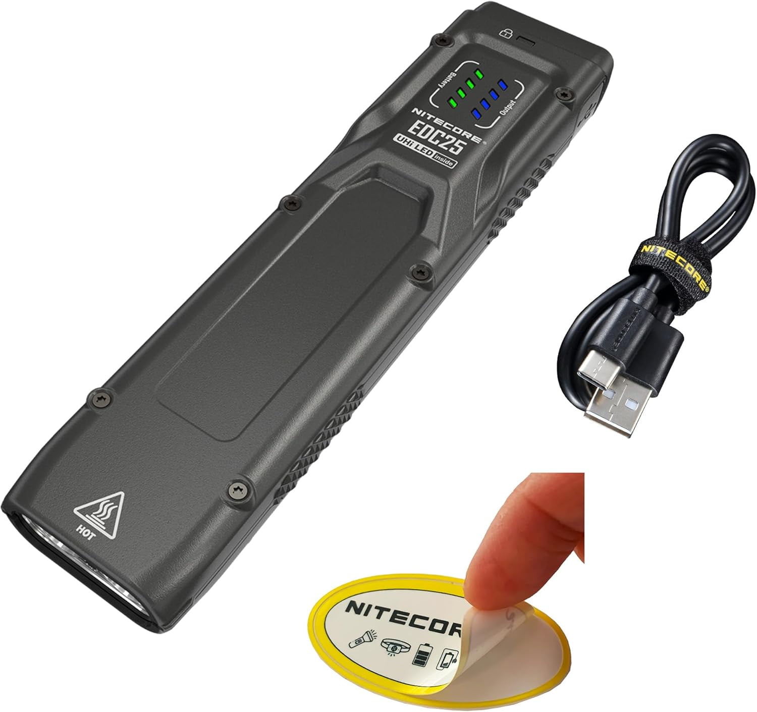 EDC25 EDC Flashlight, 3000 Lumen Slim Flat Shape USB-C Rechargeable ...