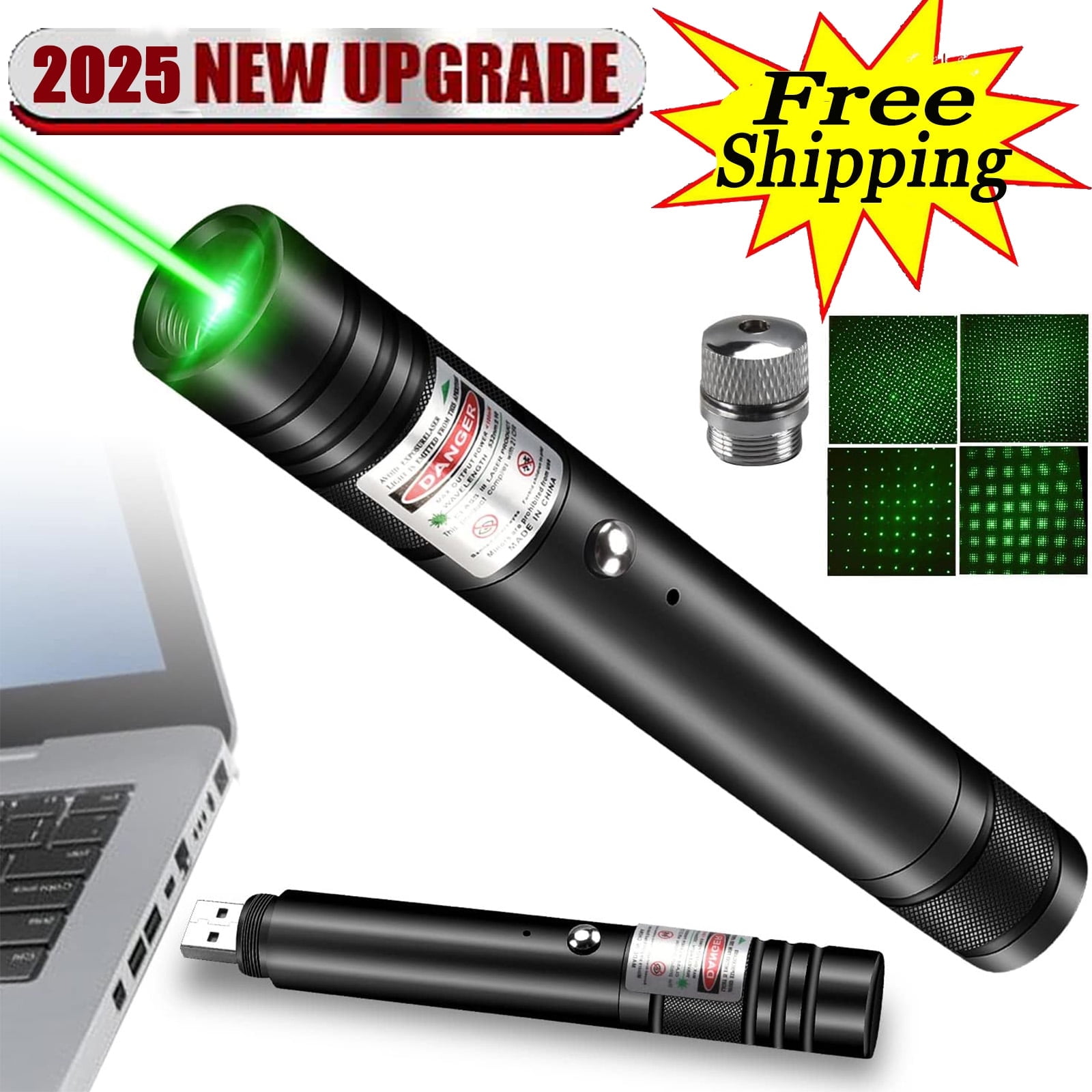 EDCPen Light, Green Laser Pointer, Rechargeable LED Flashlight with Laser Pointer for TV/LED/LCD ...