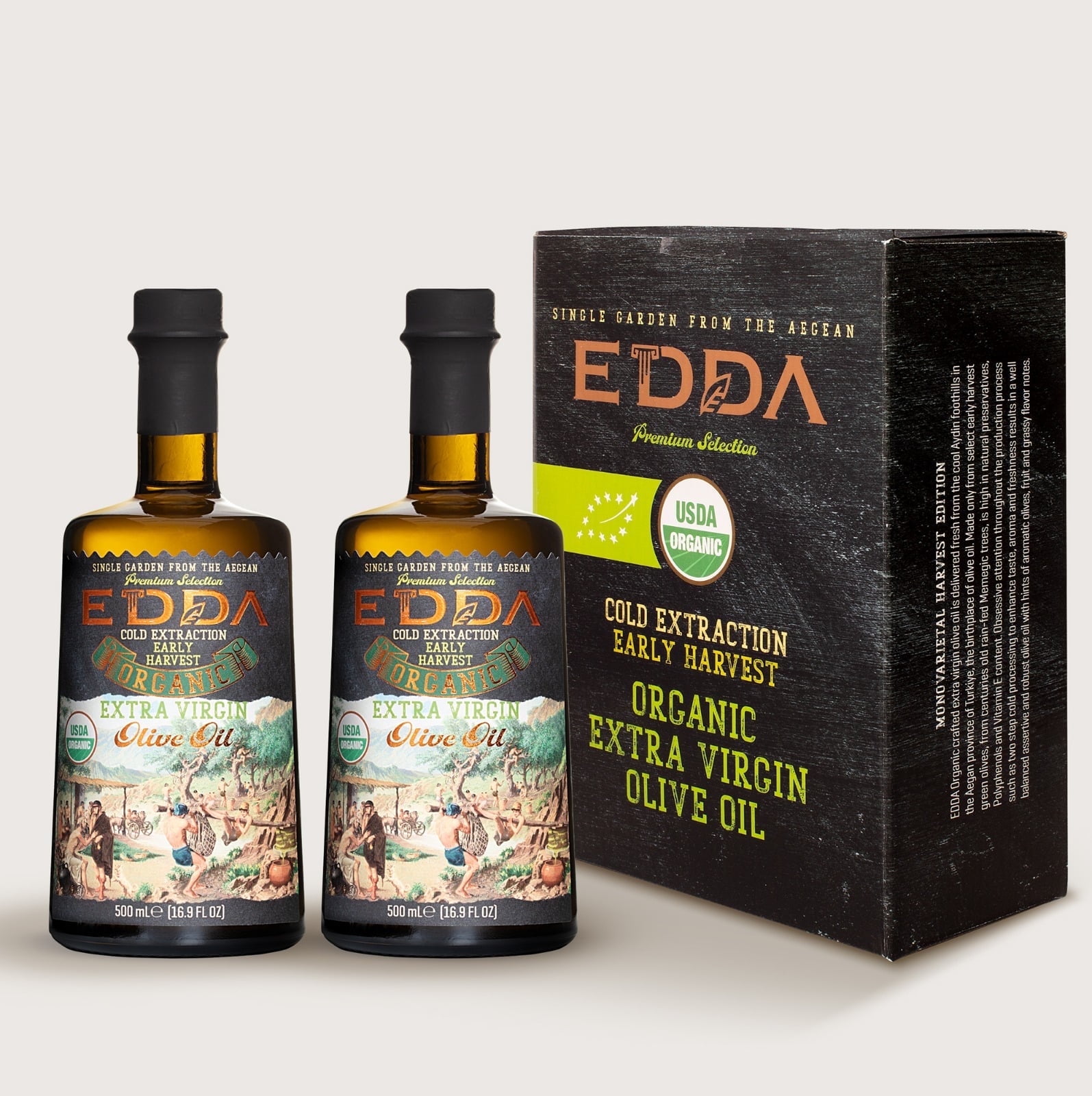 EDDA Extra Virgin Olive Oil 500ml (16,9oz)/2pcs SET, 0,4% acid, Cold ...