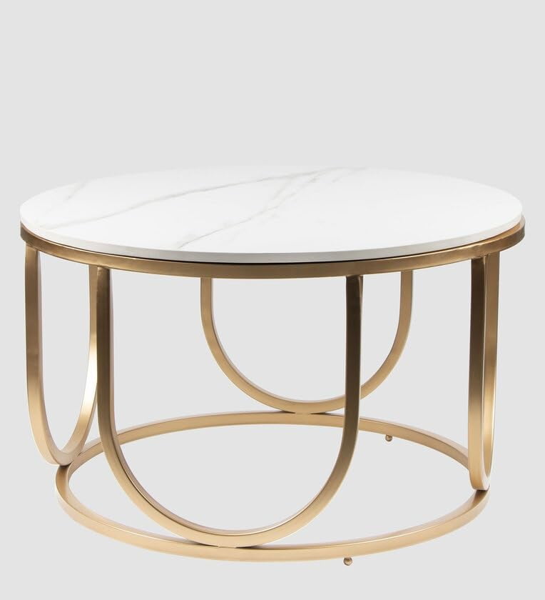 EDEUEQUE Round Coffee Table Small White Top Nesting Center Tables ...