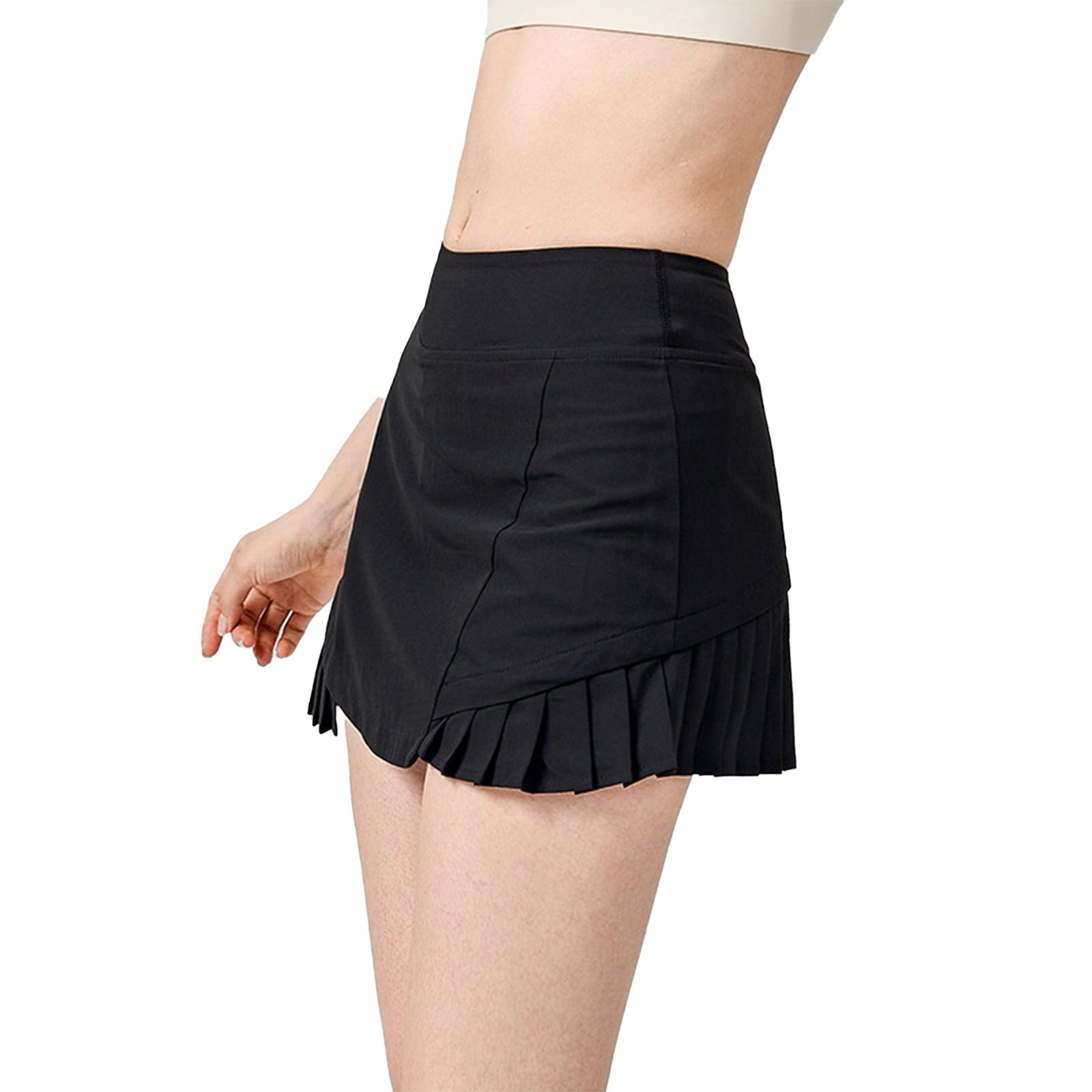 EDFBUYKRS Female Skirts Black Ruffle Mini Skirt with Shorts Women's ...