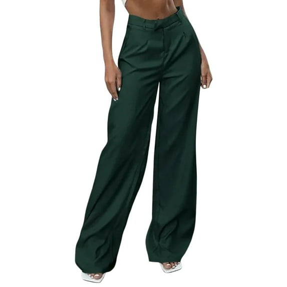 EDFBUYKRS Female Women Pants Casual Wide Leg Pants Women Short Length ...