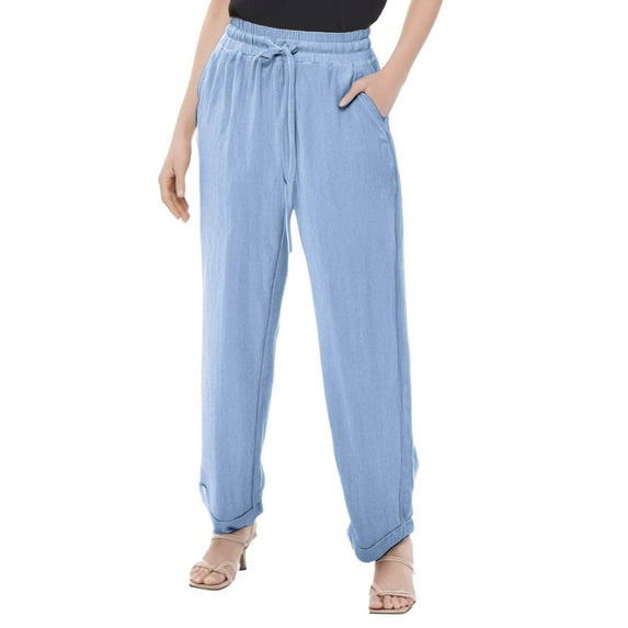 EDFBUYKRS Female Women Pants Casual Workout Pants Women Plus Size Flare ...