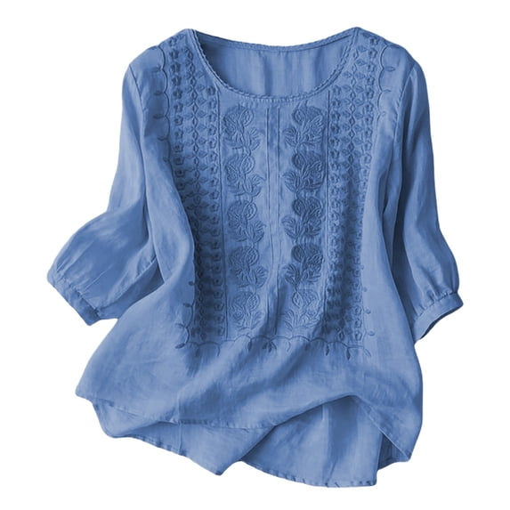 EDFBUYKRS Women's Plus Spring Tops for Women Women's Neck Floral ...