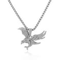 Edforce Stainless Steel Eagle Pendant Necklace, Silver-Tone, 24in Chain ...