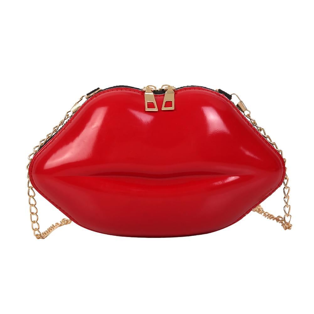 EDFRWWS Lips Women PVC Handbags Chain Messenger Bags Shoulder Party ...