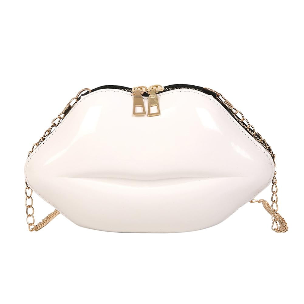 EDFRWWS Lips Women PVC Handbags Chain Messenger Bags Shoulder Party ...