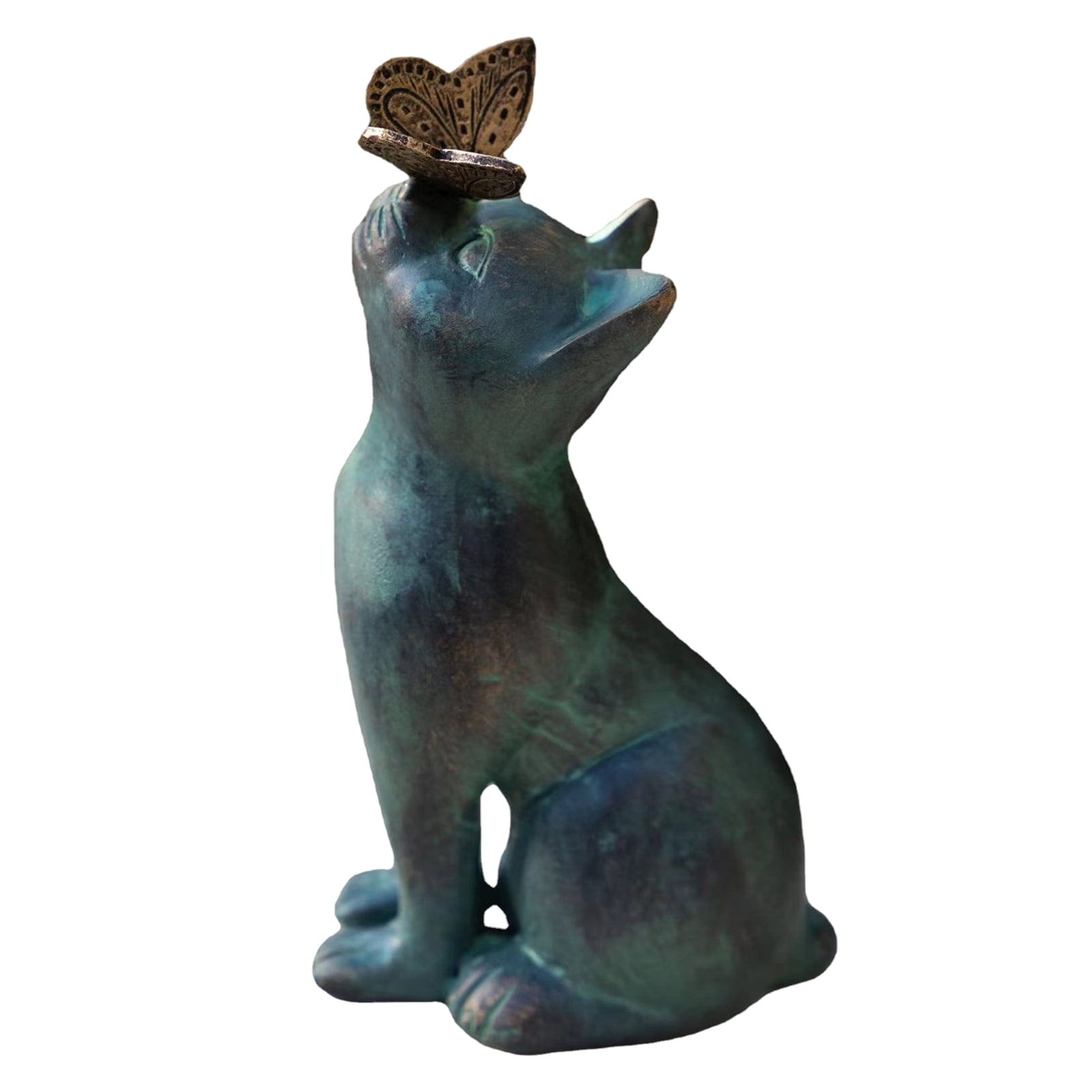 EDFRWWS Resin Cat Figurine with Butterfly Ornament Animal Figurines ...