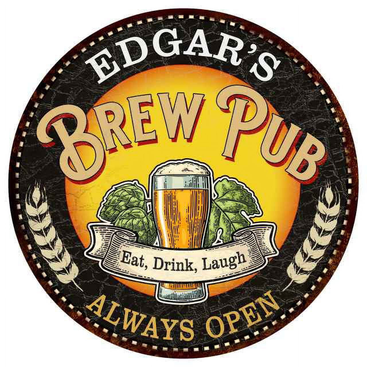 EDGAR'S Beer Pub Man Cave Metal Sign Home Wall Decor 14 inch Round ...