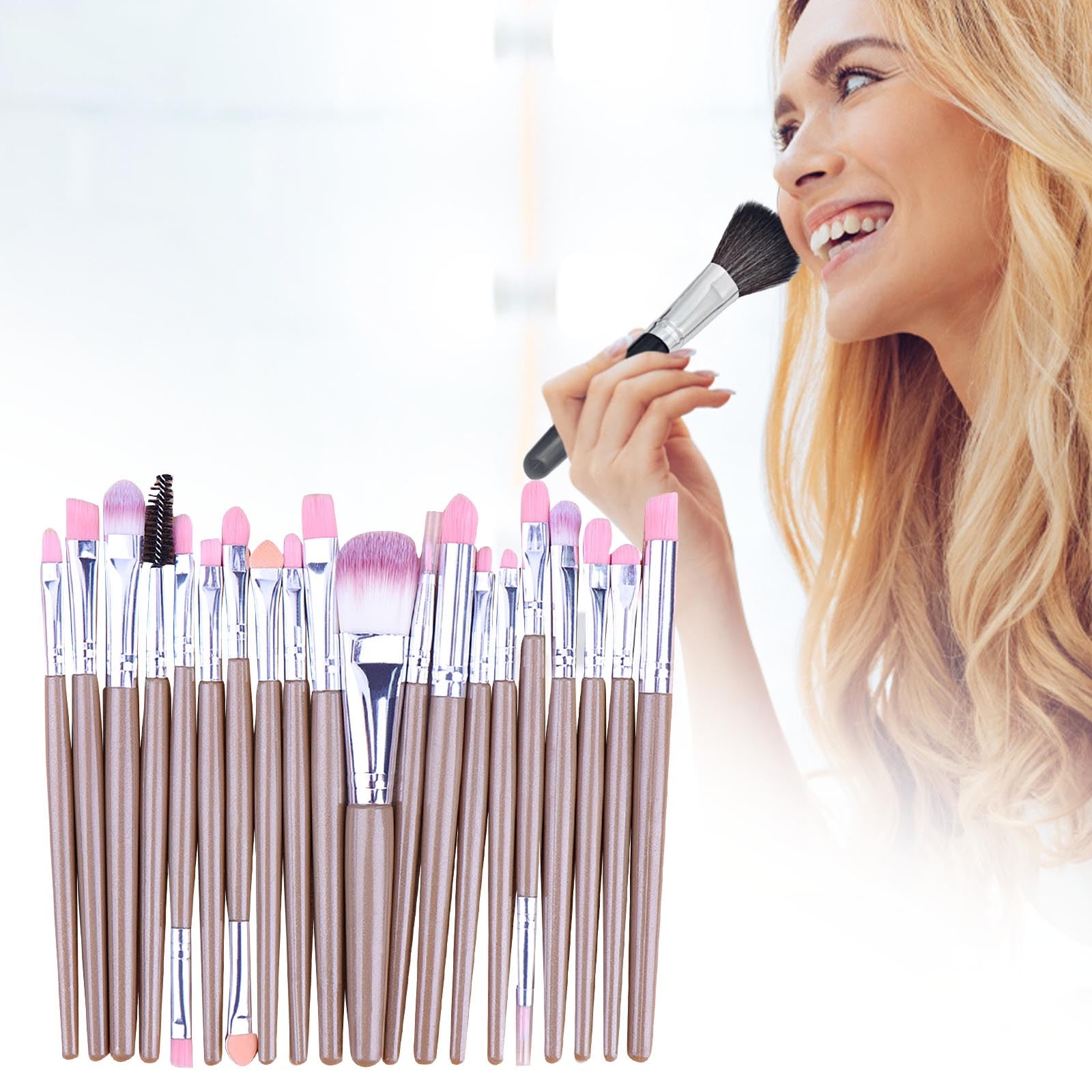 EDHITNR 20 Piece Makeup Brush Set, Professional Wood Handle Synthetic ...