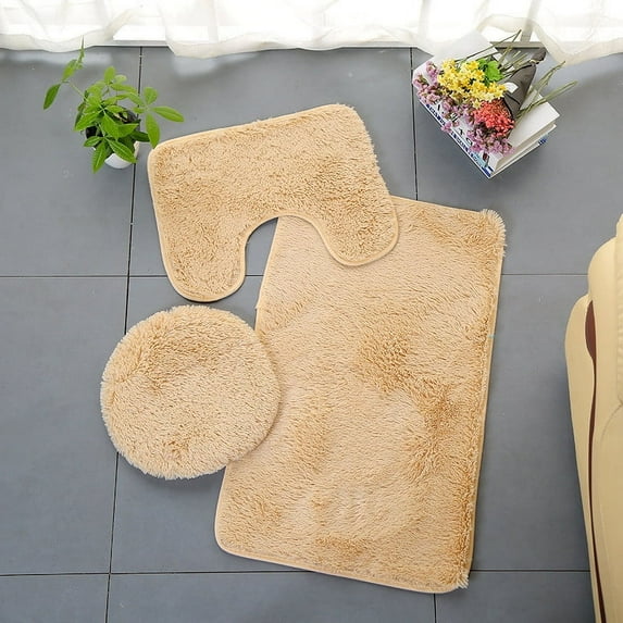 EDHITNR 3-Piece Bathroom Rug Set, Non-Slip Water Repellent Bath Mat ...