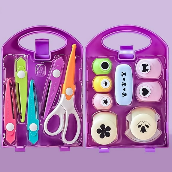 EDHITNR 5-in-1 Safe Kids Scissors Set, Children's Paper Punchers ...