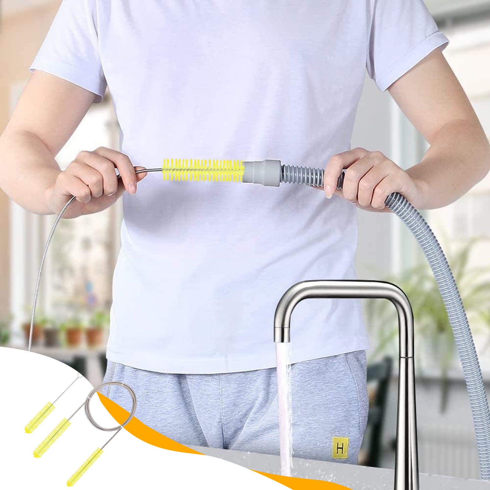 EDHITNR 78.74-Inch Flexible Dual-End Pipe Brush, Extendable Stainless ...