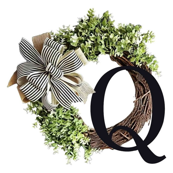 EDHITNR Alphabet Wreath, 26 Letters Decorative Door Hanging with Rattan ...