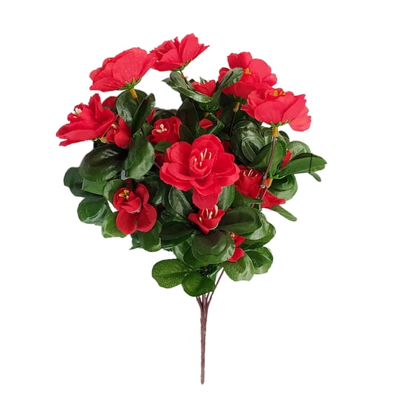 EDHITNR Artificial Azalea Silk Flower Bush, Realistic Red Azalea Floral ...