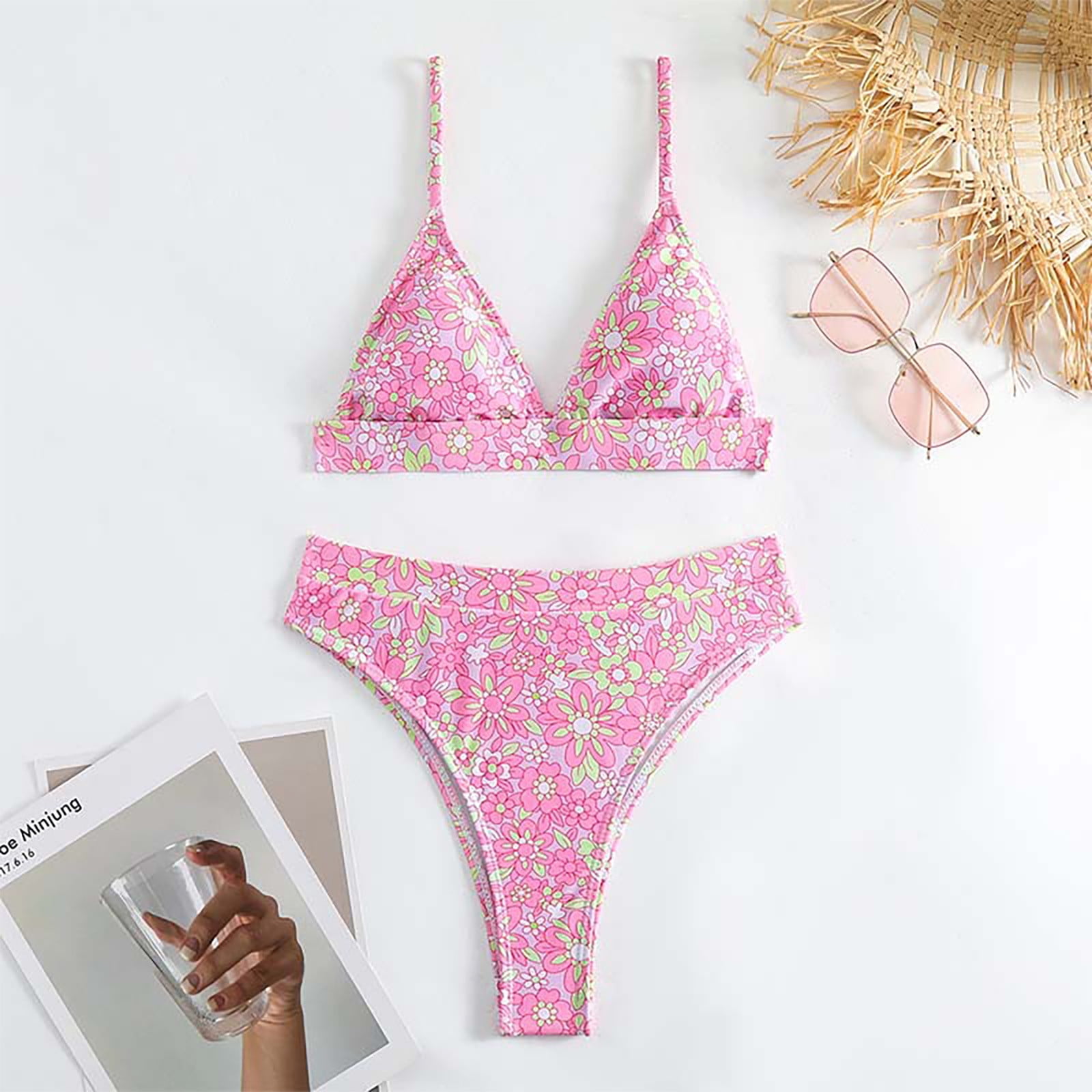 Edhitnr Bathing Suit For Women Spring Fashion Floral Pattern Spaghetti