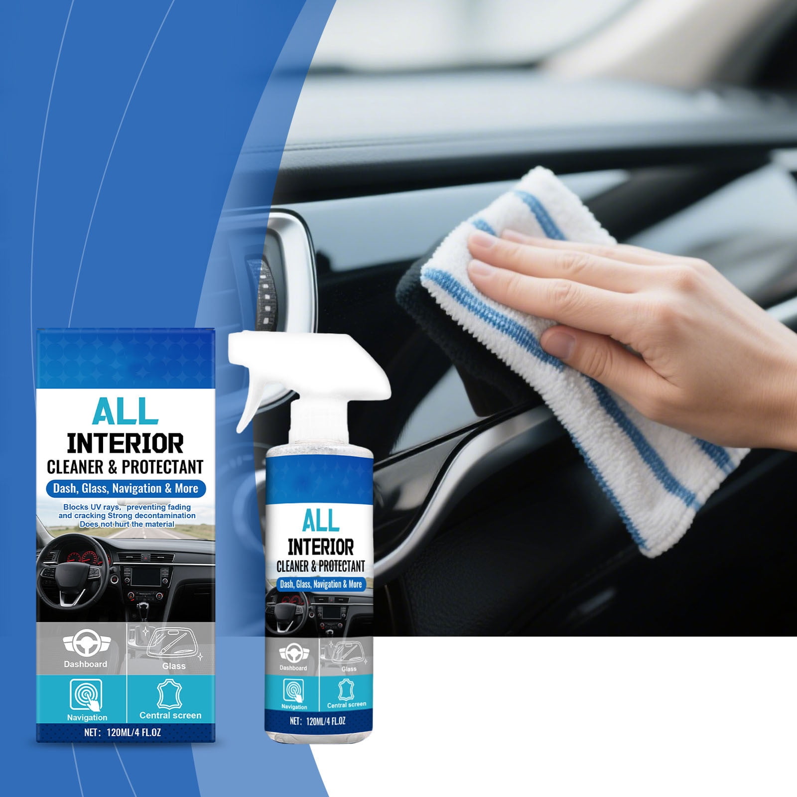 EDHITNR Car Interior Cleaner Spray, All Surface Leather Fabric Plastic ...