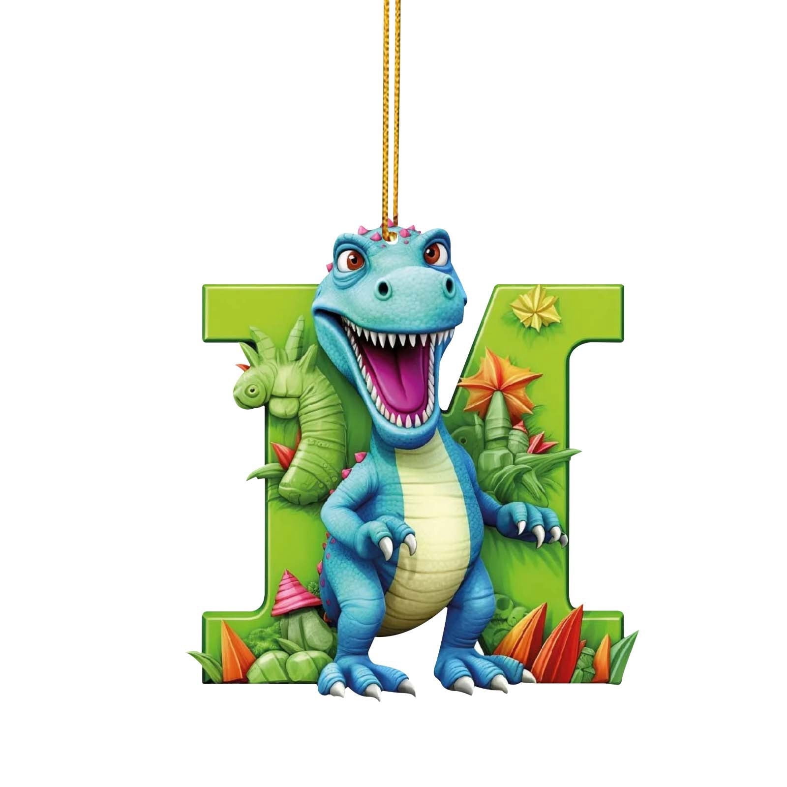 EDHITNR Christmas Dinosaur Ornaments, 26 English Letter Dinosaur ...