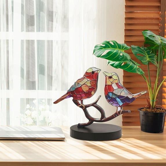 EDHITNR Colorful Bird Decorations, Wooden Garden Art Decor, Elegant ...