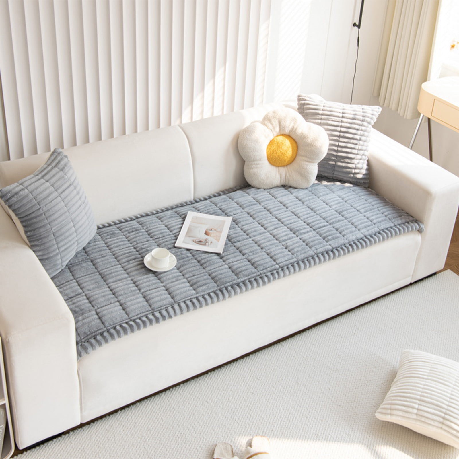 EDHITNR Corduroy Sofa Cushion Cover, Non-Slip Plush Backrest Protector ...