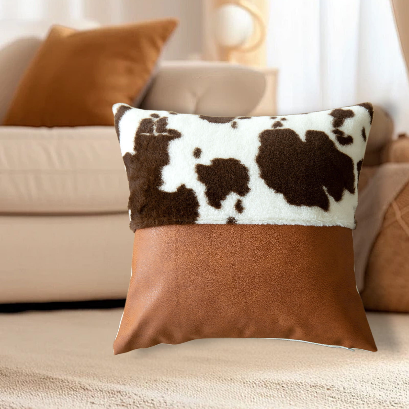 EDHITNR Cow Print Pillow Cover, Fashionable Brown Cow Pattern ...