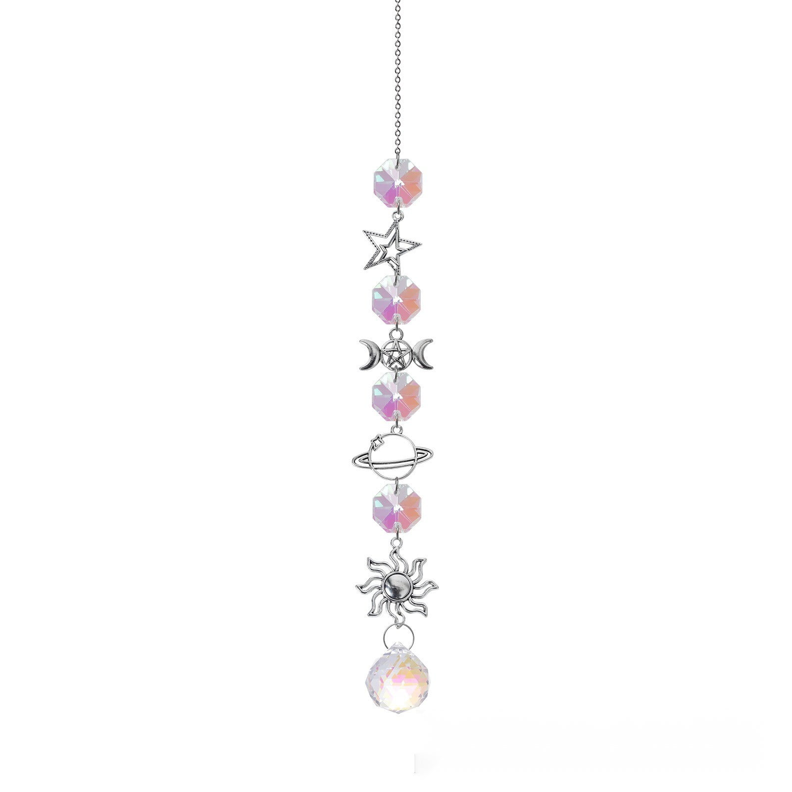 EDHITNR Crystal Sun Catcher, 5-Piece Double Heart Star Pendant Set ...