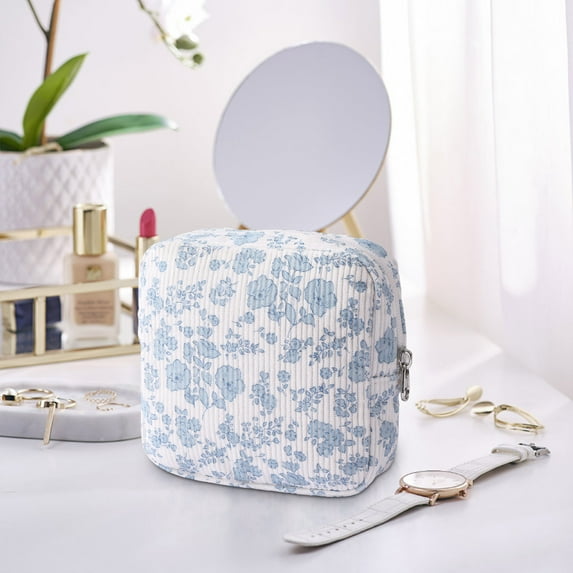 EDHITNR Double Layer Makeup Bag, Large Capacity Cosmetic Organizer ...