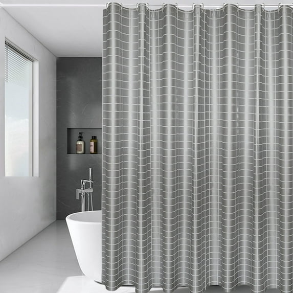 EDHITNR Gray Checkered Waterproof Shower Curtain, Polyester Fabric ...