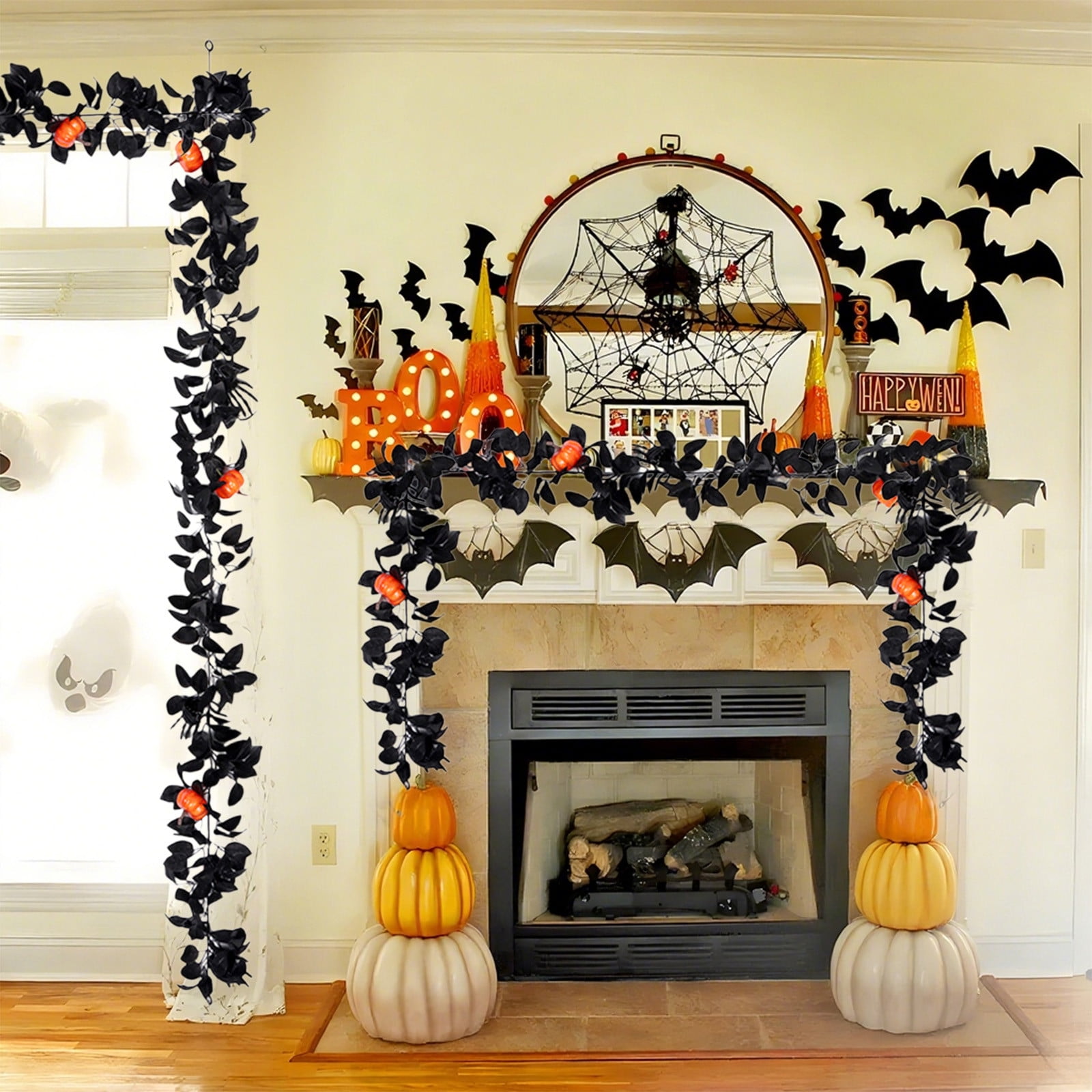 EDHITNR Halloween Maple Leaves, Artificial Vines Stems, Plastic Fall ...