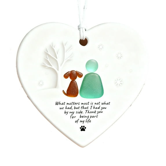 EDHITNR Heart-Shaped Sea Glass Friendship Ornament, Handmade Sea Glass ...