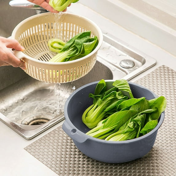 EDHITNR Kitchen Colander Basket, Double Drainage Sink Strainer for ...