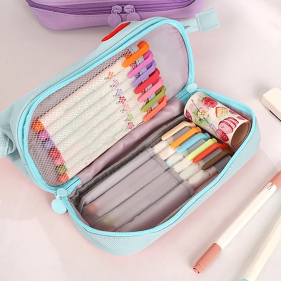 EDHITNR Large Capacity Stationery Bag Multi Layer Pen Bag Cosmetic ...