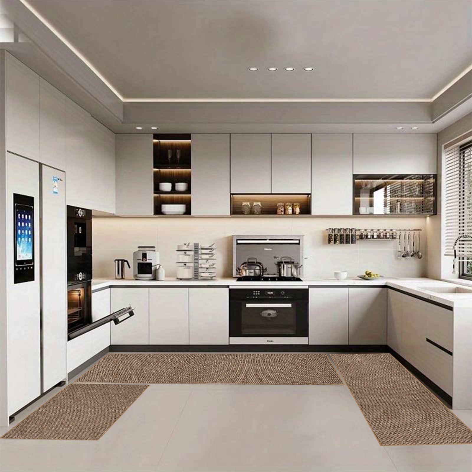 EDHITNR Large Size Burlap Rug 3-Piece Set, Simple Solid Color Indoor ...