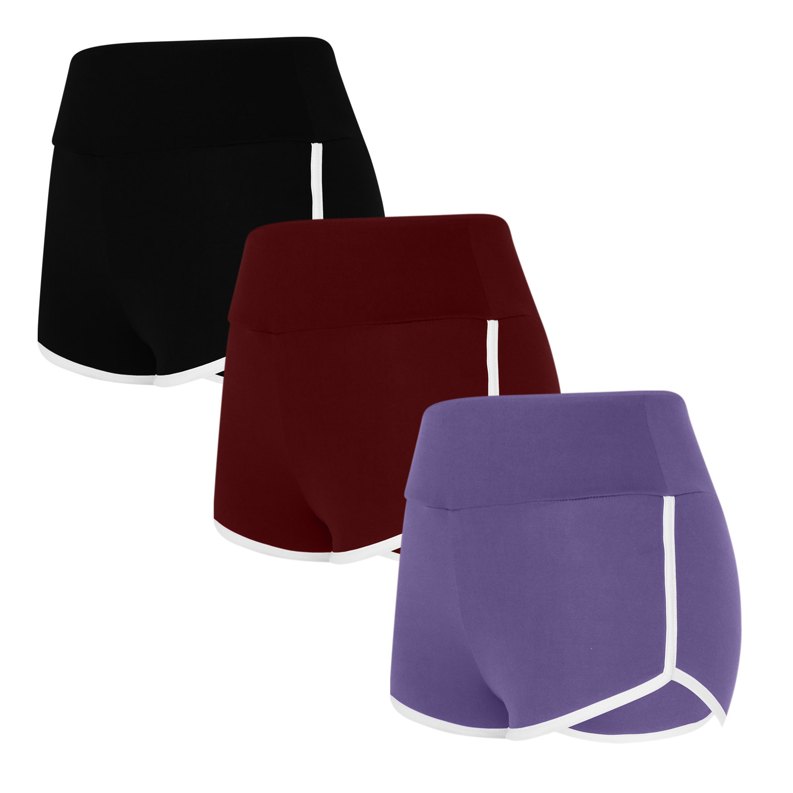 XWSHYW Athletic Shorts for Women Fashion Solid Color High Waist Workout ...