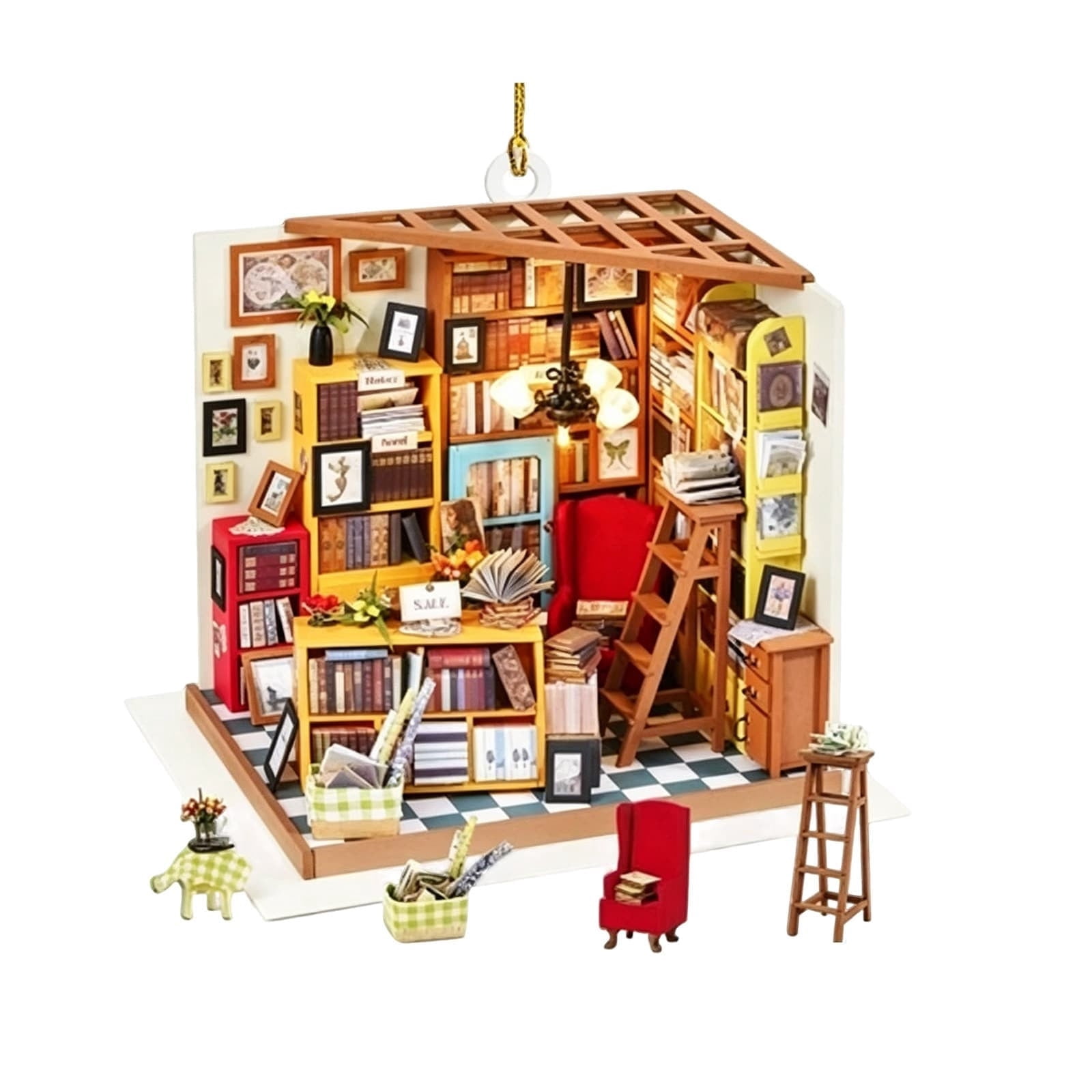 EDHITNR Mini Bookstore Themed Plastic Ornaments, Bookshop Hanging ...
