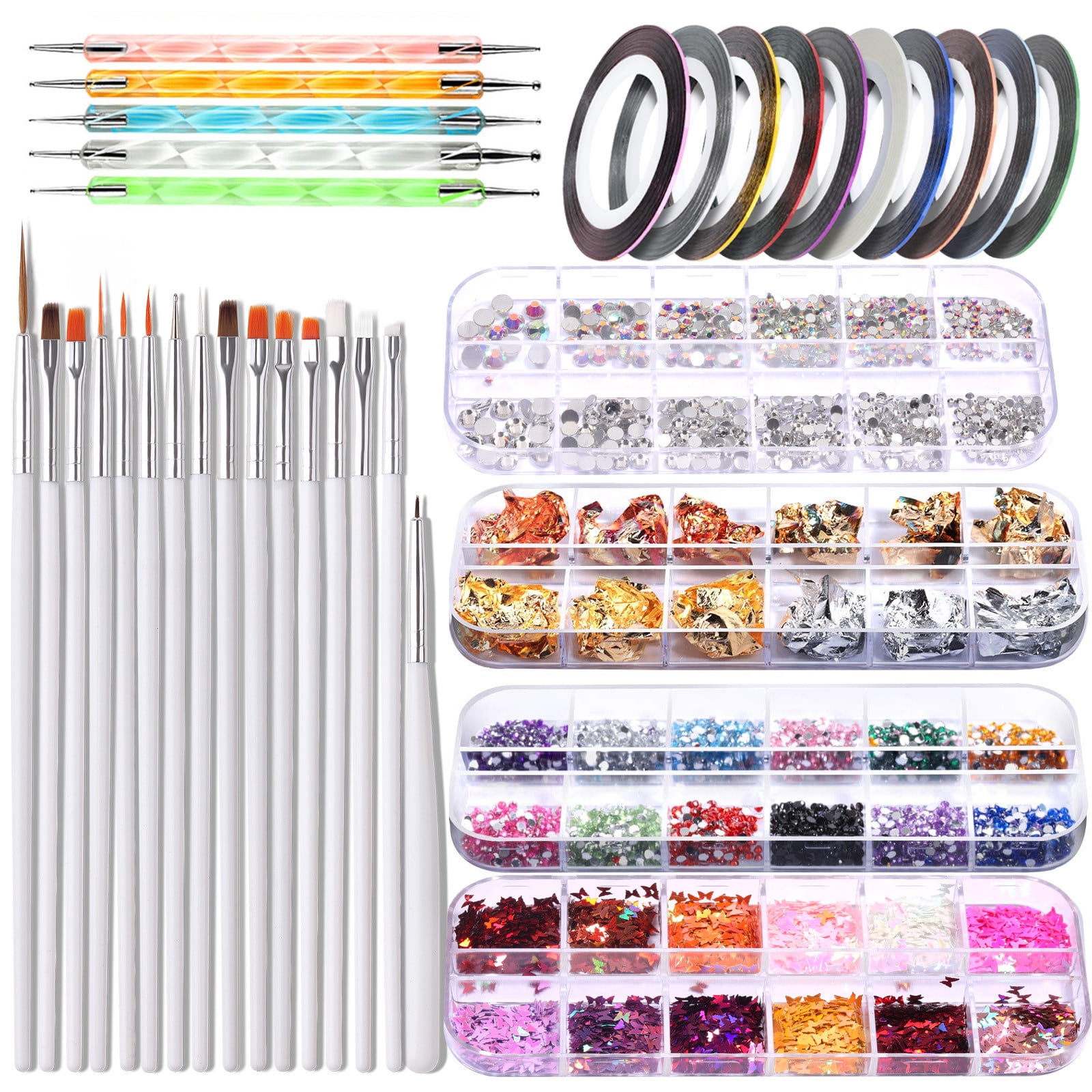 EDHITNR Nail Art Tool Set, DIY Nail Art Kit with Painted Brush and 12 ...