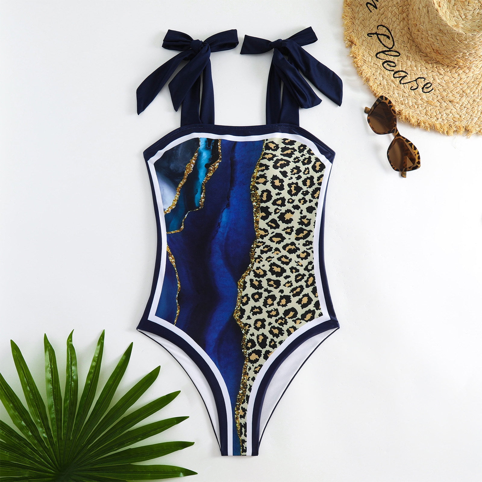 Edhitnr One Piece Swimsuit Women Summer Fashion Floral Pattern