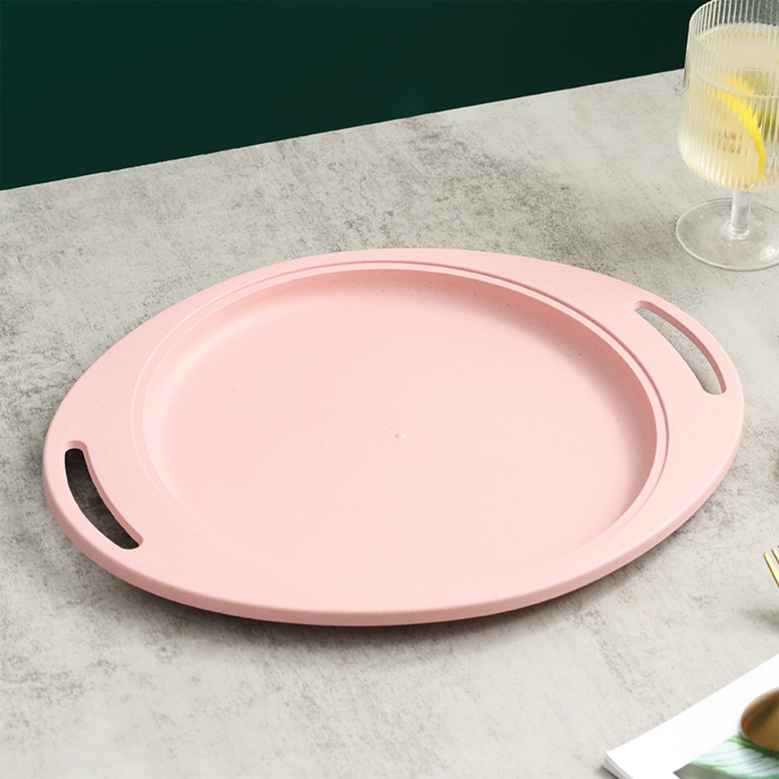 EDHITNR Oval Steak Plates with Handles, Heat Resistant Plastic Dinner ...
