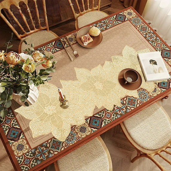 EDHITNR PVC Table Runner, Floral Stamped Hollow Table Mat, European ...