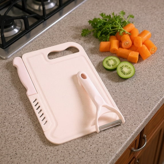 EDHITNR Portable Cutting Board Set with Knife, Compact Plastic Cutting ...