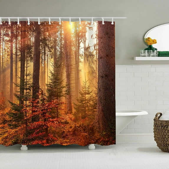 EDHITNR Printed Shower Curtain, Mildew-Proof Polyester Fabric Bathroom ...