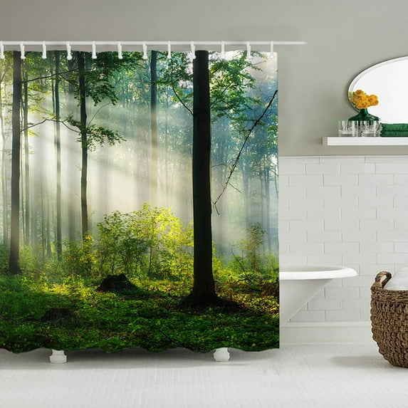 EDHITNR Printed Shower Curtain, Mildew-Proof Polyester Fabric Bathroom ...
