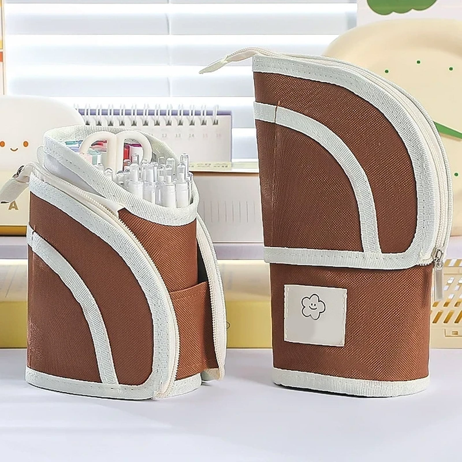 EDHITNR Retractable Pen Holder, Large Capacity Canvas Pencil Case ...