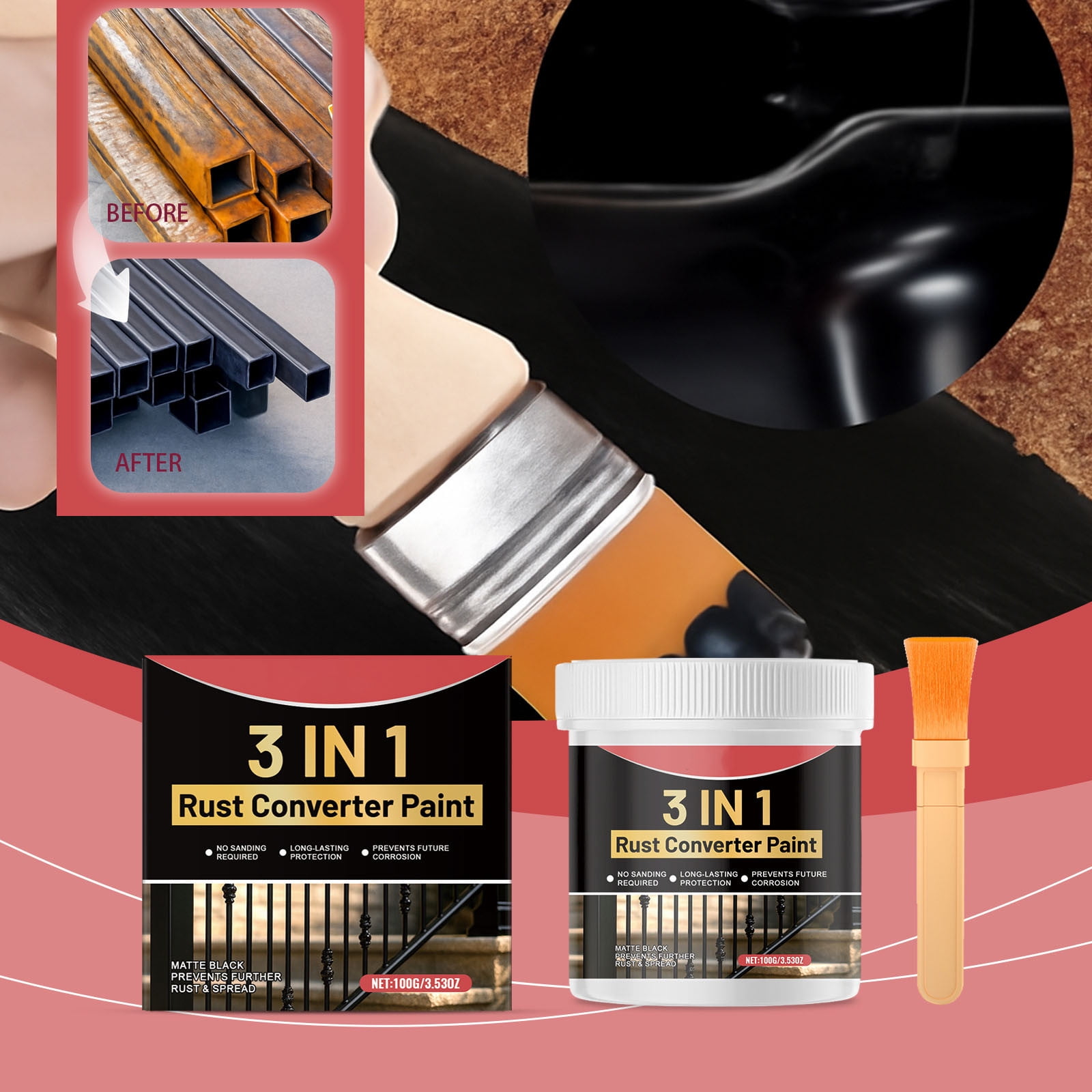 EDHITNR Rust Converter Paint, No Sanding Rust Inhibitor Spray, Three-in ...