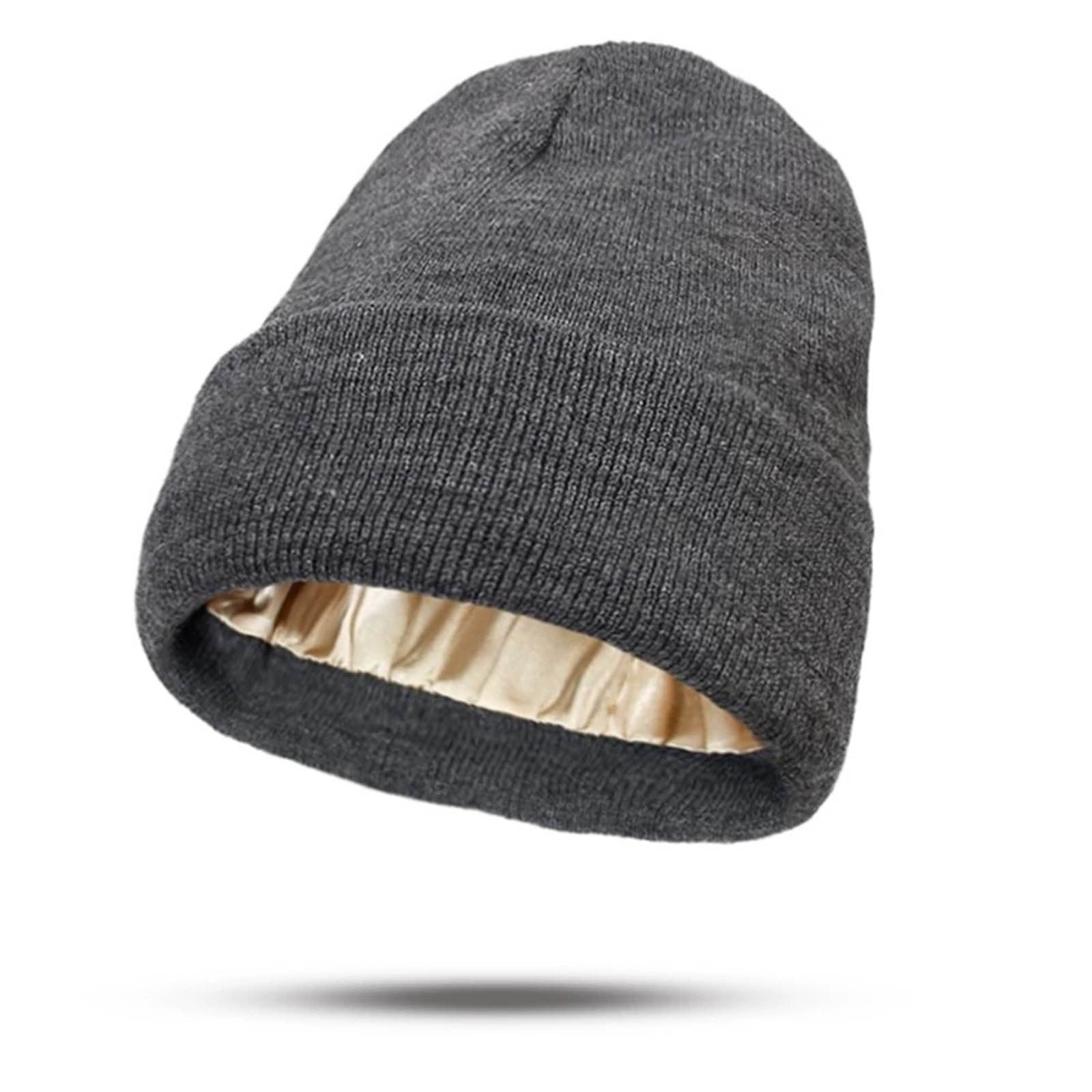 EDHITNR Satin-Lined Knit Hat, Warm Acrylic Woolen Hat for Women ...