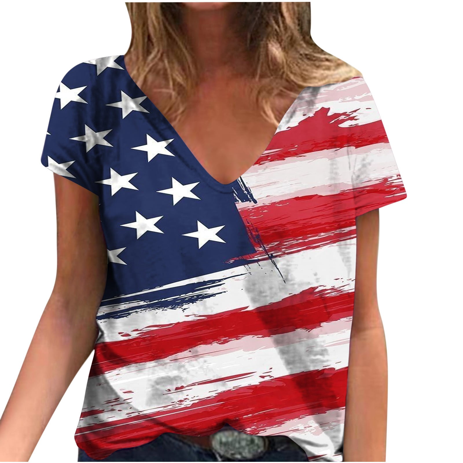 XWSHYW Shirts for Women Womens T Shirts, V-Neck Short Sleeve T-Shirt ...